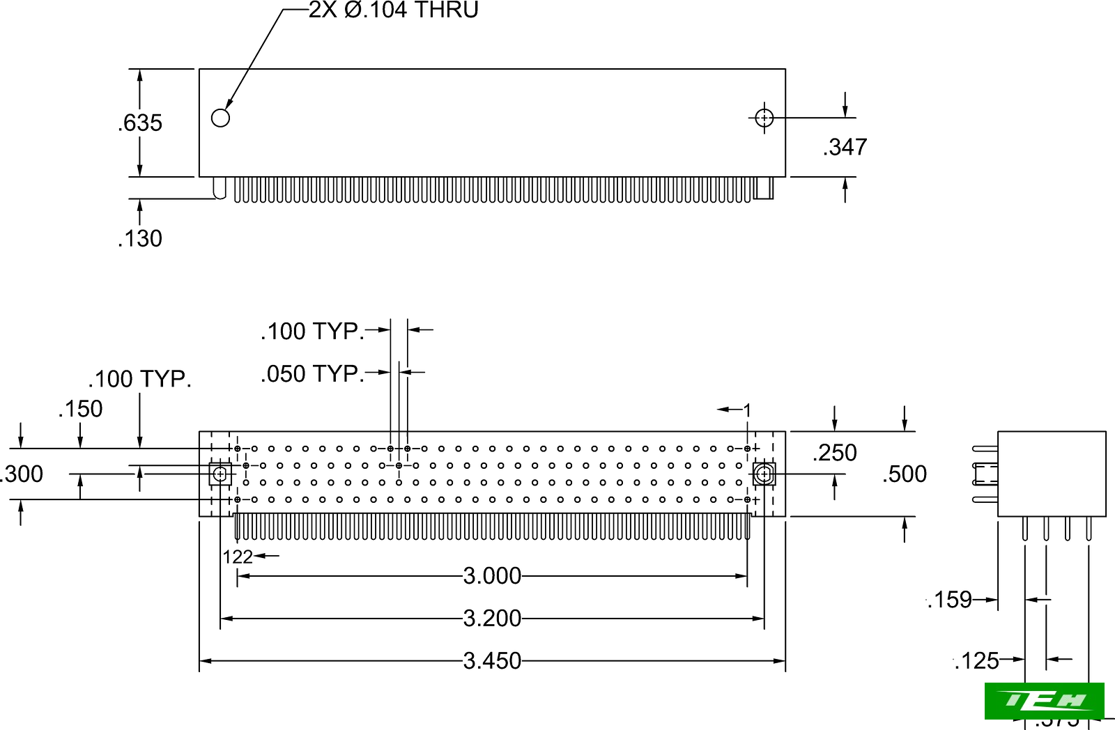 IEH | HGM 4 Row Plug, Right Angle