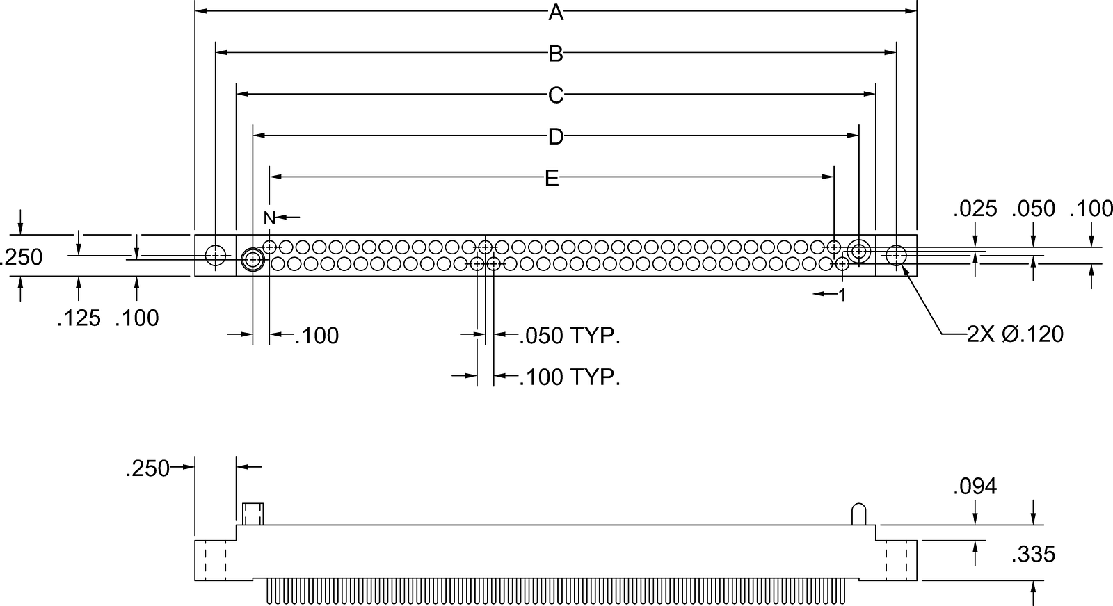 IEH | HGM 2 Row Receptacle, Straight
